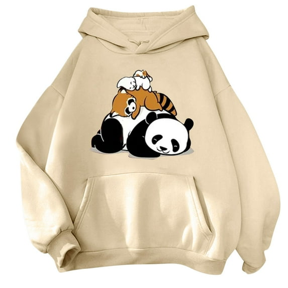 Bibifish Womens Cute Panda Stack Graphic Hoodies With Pocket Oversized ...