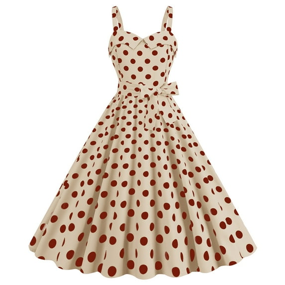 Bibifish Womens Dresses Polka Dot Printed Retro Dresses Formal Evening ...