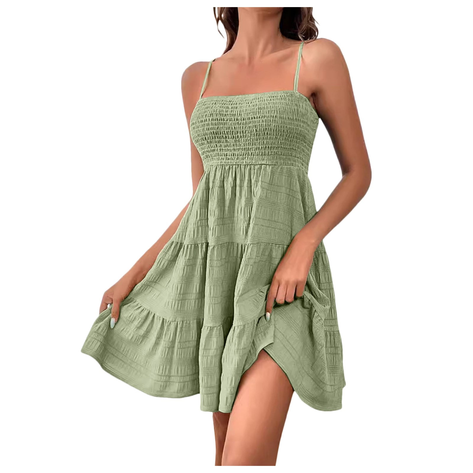 Bibifish Womens Dresses Summer One Shoulder Spaghetti Strap Solid Color ...