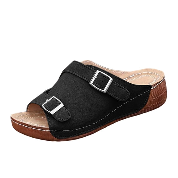 Bibifish Womens Dual Buckle Slide Sandals Minimal Breathable Suede ...