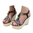 Bibifish Womens Espadrille Wedge Boho Flexible Light Open Toe Multi ...