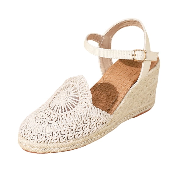 Bibifish Womens Espadrille Wedge Boho Style Closed Toe Ankle Buckle ...