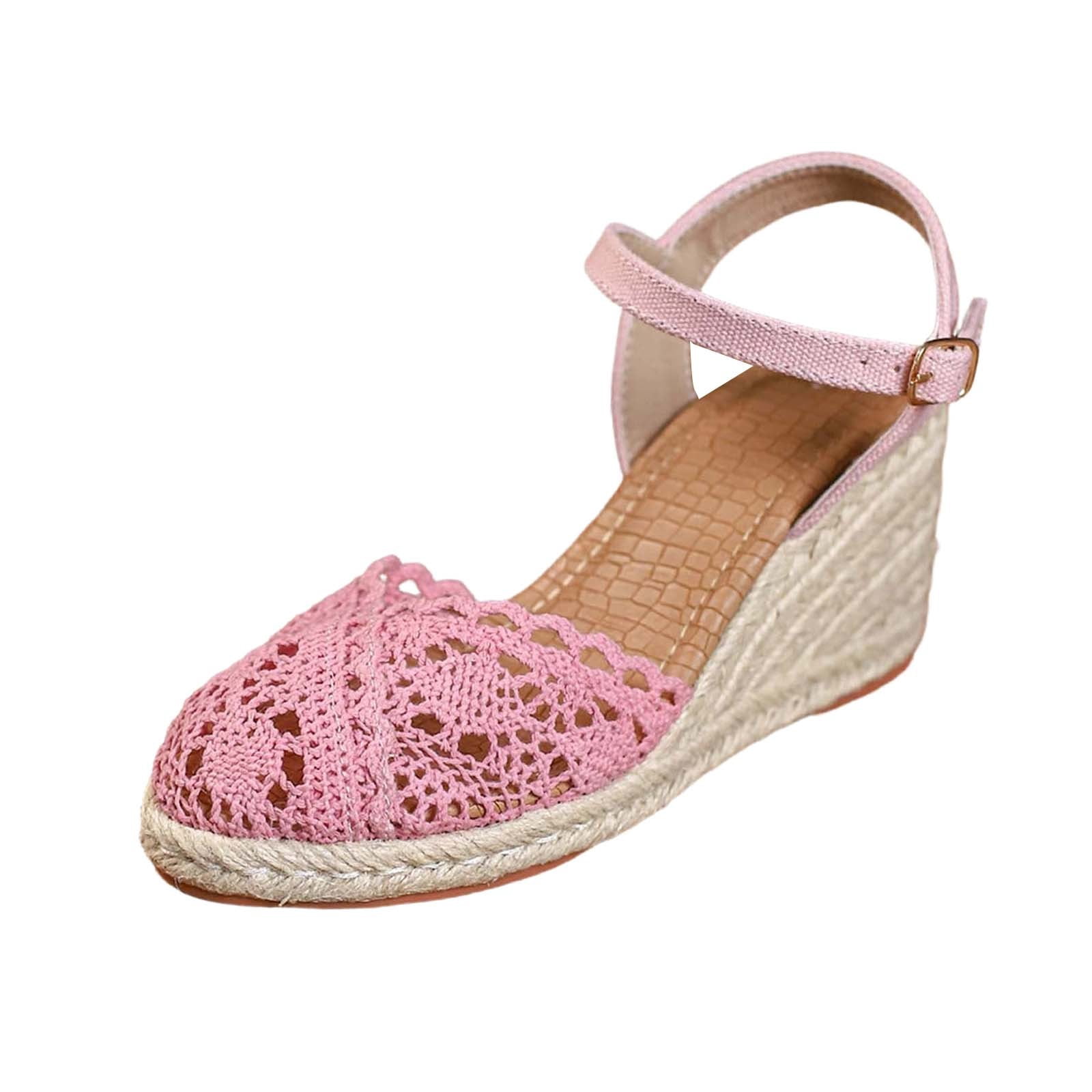 Bibifish Womens Espadrille Wedge Closed Toe Lace Upper Ankle Buckle ...