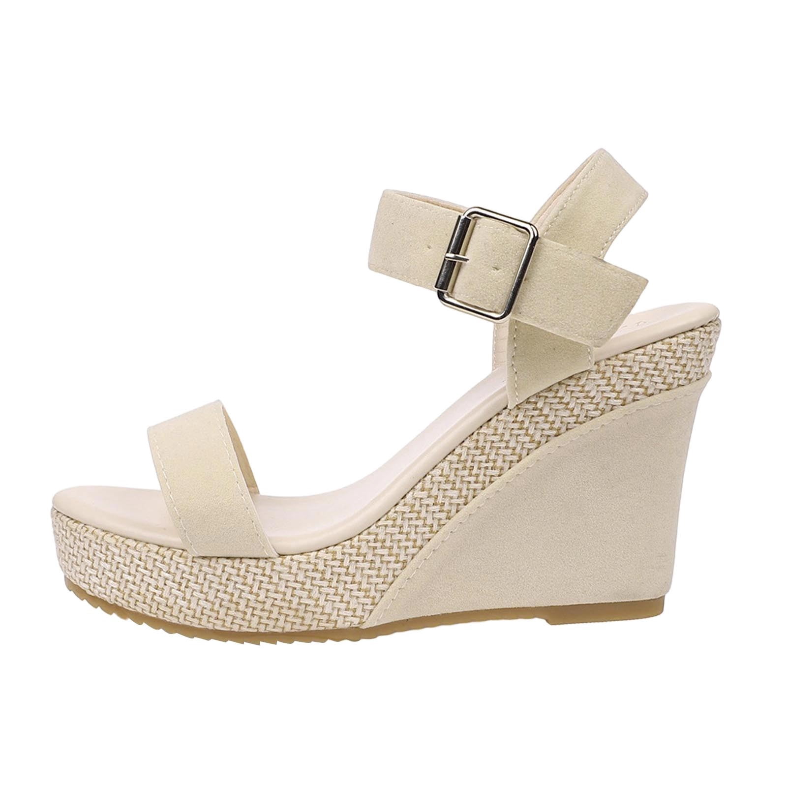 Bibifish Womens Espadrille Wedge Glam Elegant Cozy Open Toe Ankle ...