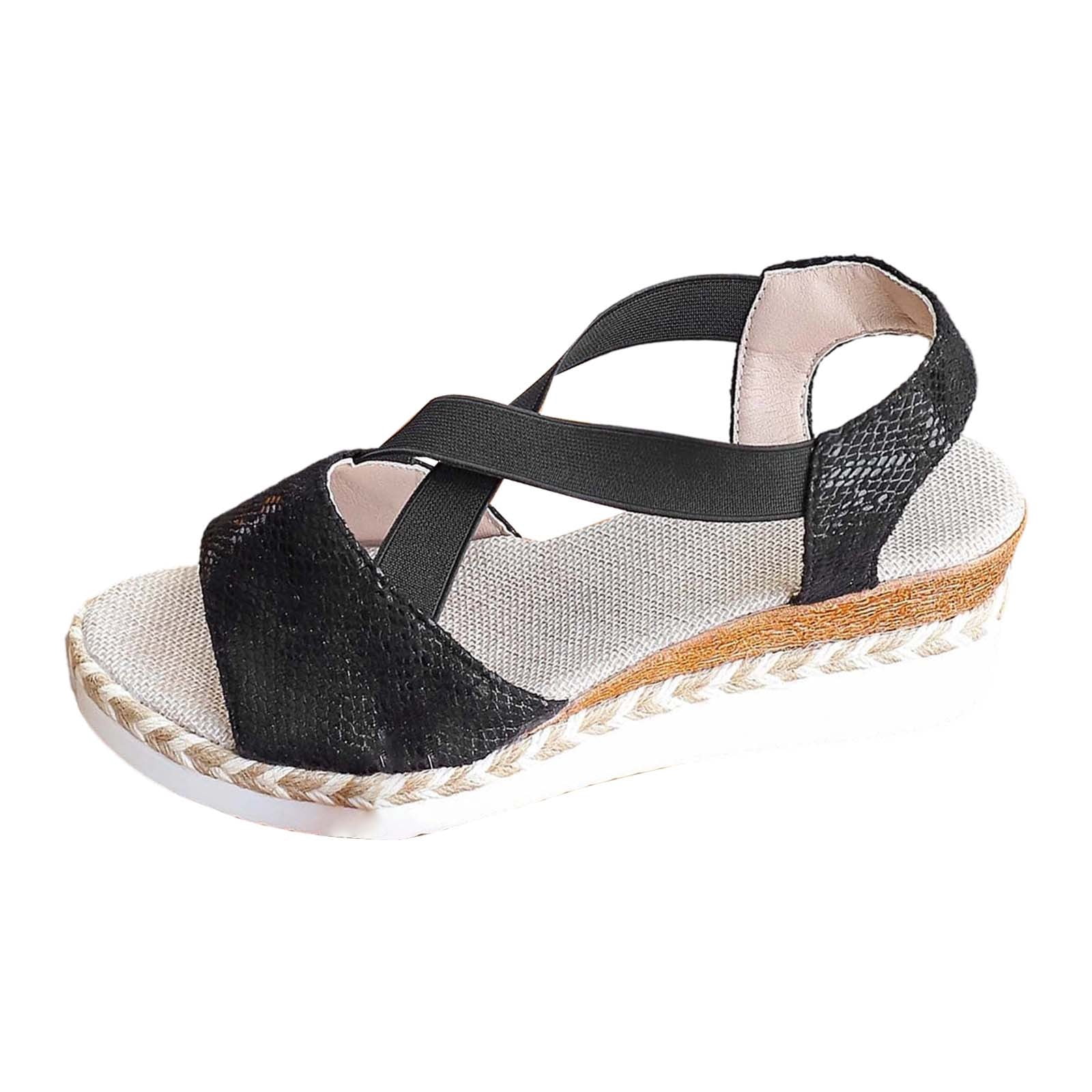 Bibifish Womens Espadrille Wedge Sandals Breathable Elastic Slingback ...