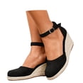 Bibifish Womens Espadrille Wedge Sandals Closed Toe Suede Ankle Buckle ...