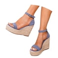 Bibifish Womens Espadrille Wedge Sandals Open Toe Single Strap Suede ...
