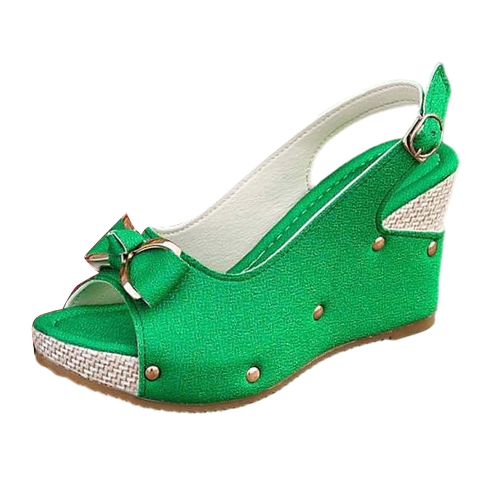 Bibifish Womens Espadrille Wedge Sandals Retro Rivet Bow Decor Ankle ...