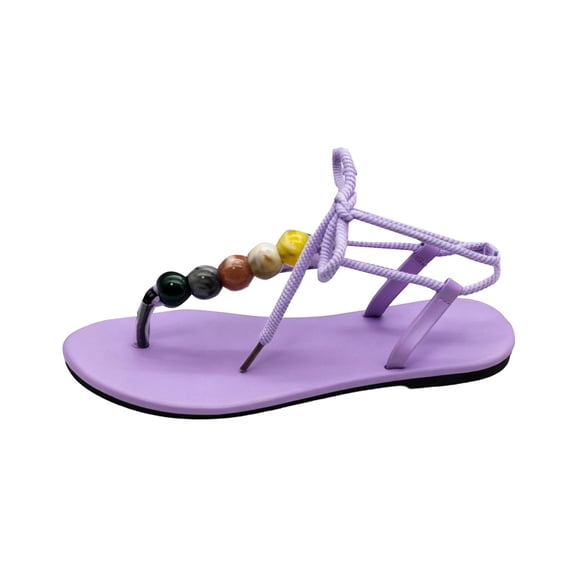 Bibifish Womens Flat Sandals Bohemian Relaxed Adjustable Thong Elastic ...