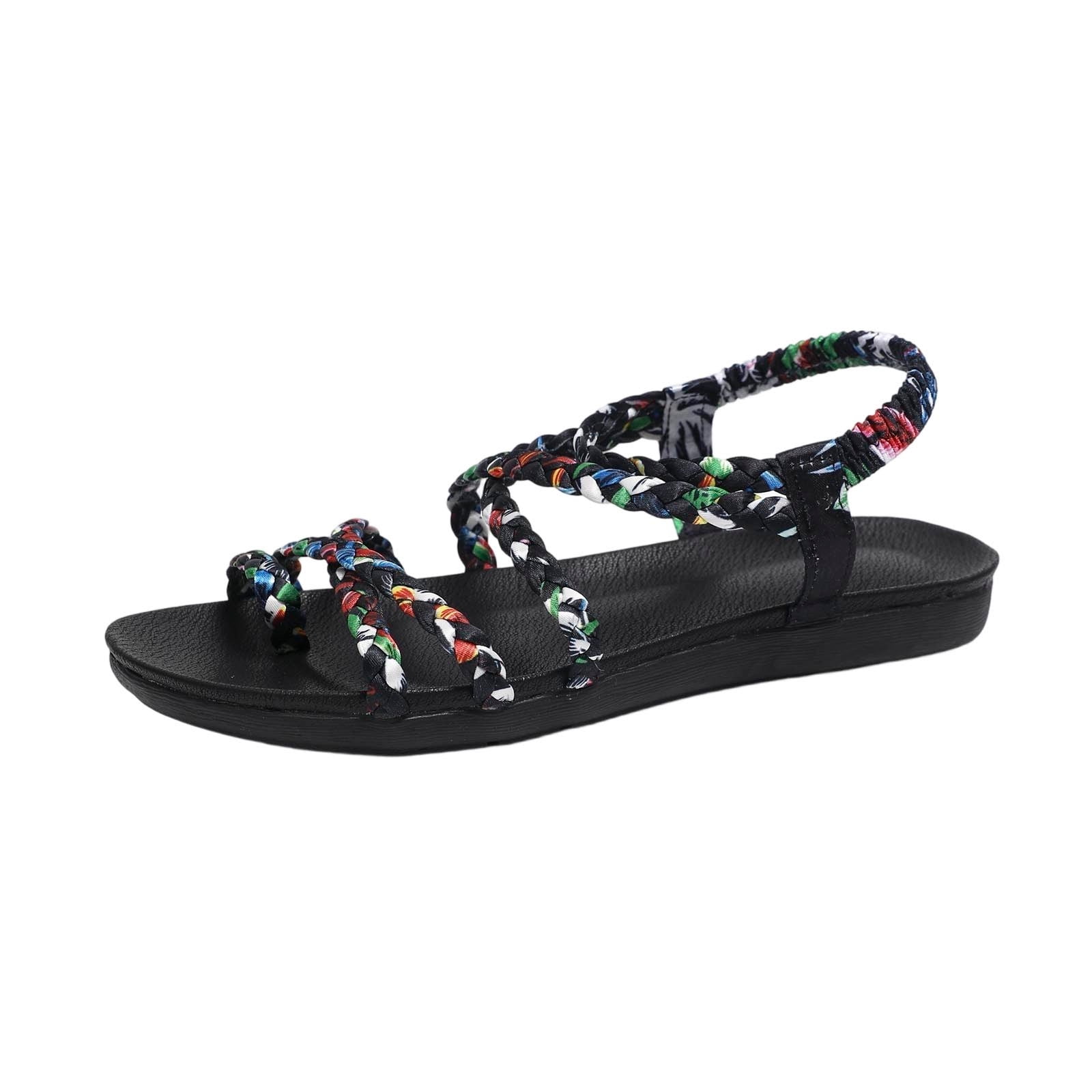 Bibifish Womens Flat Sandals Light Braided Elastic Slingback Flat ...