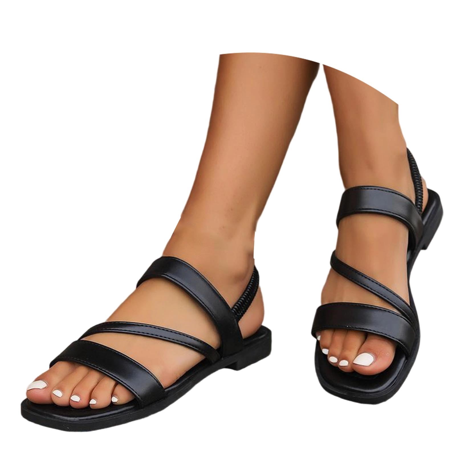 Bibifish Womens Flat Sandals Sleek Minimalist Soft Open Toe Elastic ...