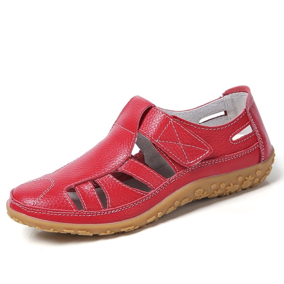 Bibifish Womens Flat Sandals Sturdy Firm Snug Closed Toe Dual Hook Loop ...