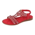 Bibifish Womens Flat Sandals Summer Open Toe Glam Sparkly Rhinestone T ...