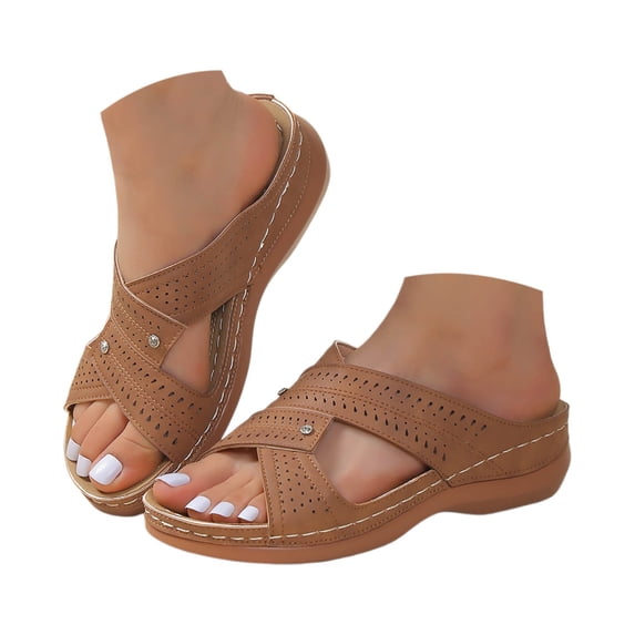 Bibifish Womens Flat Slide Boho Supple Relaxed Open Toe Crisscross ...
