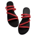 Bibifish Womens Flat Slide Casual Flexible Open Toe Multi Strap Soft ...