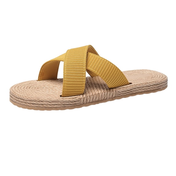 Bibifish Womens Flat Slide Chic Light Stitched Open Toe Slip On Footbed ...