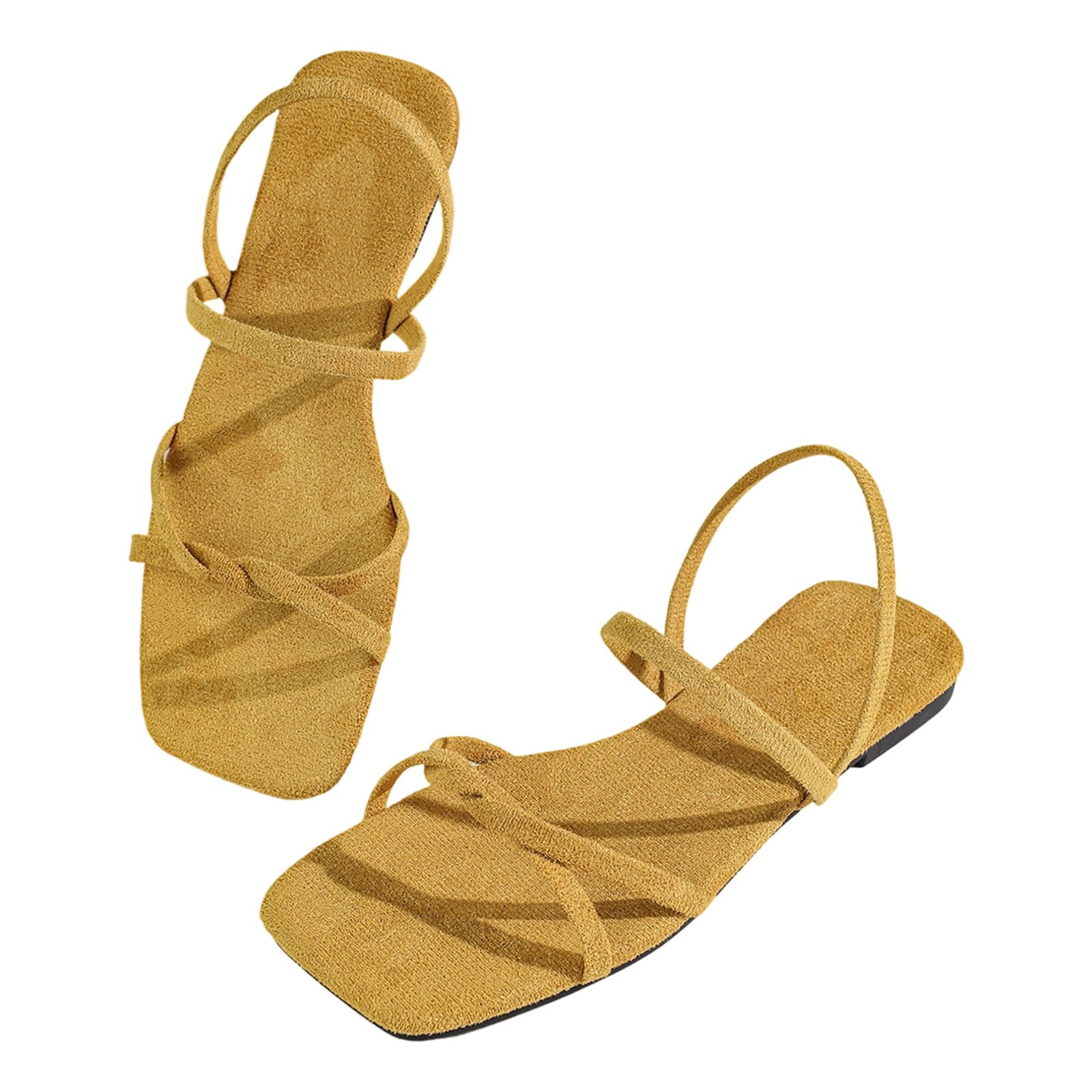 Bibifish Womens Flat Slide Minimalist Crisscross Thin Strap Ladies ...