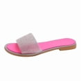 Bibifish Womens Flat Slide Sandals Bling Rhinestone Wide Strap Flat ...