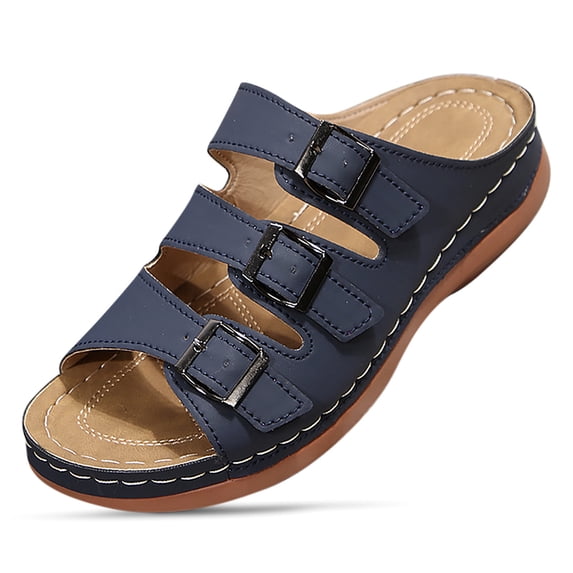 Bibifish Womens Flat Slide Secure Durable Soft Open Toe Dual Hook Loop ...