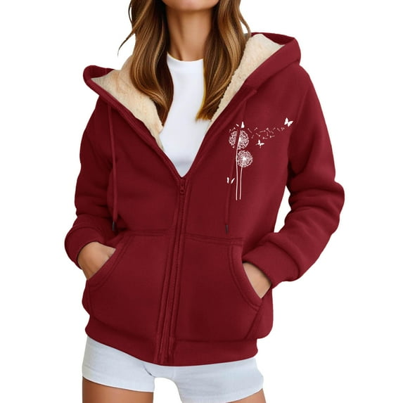 Bibifish Womens Fleece-Lined Full Zip Hoodies With Butterfly Print ...