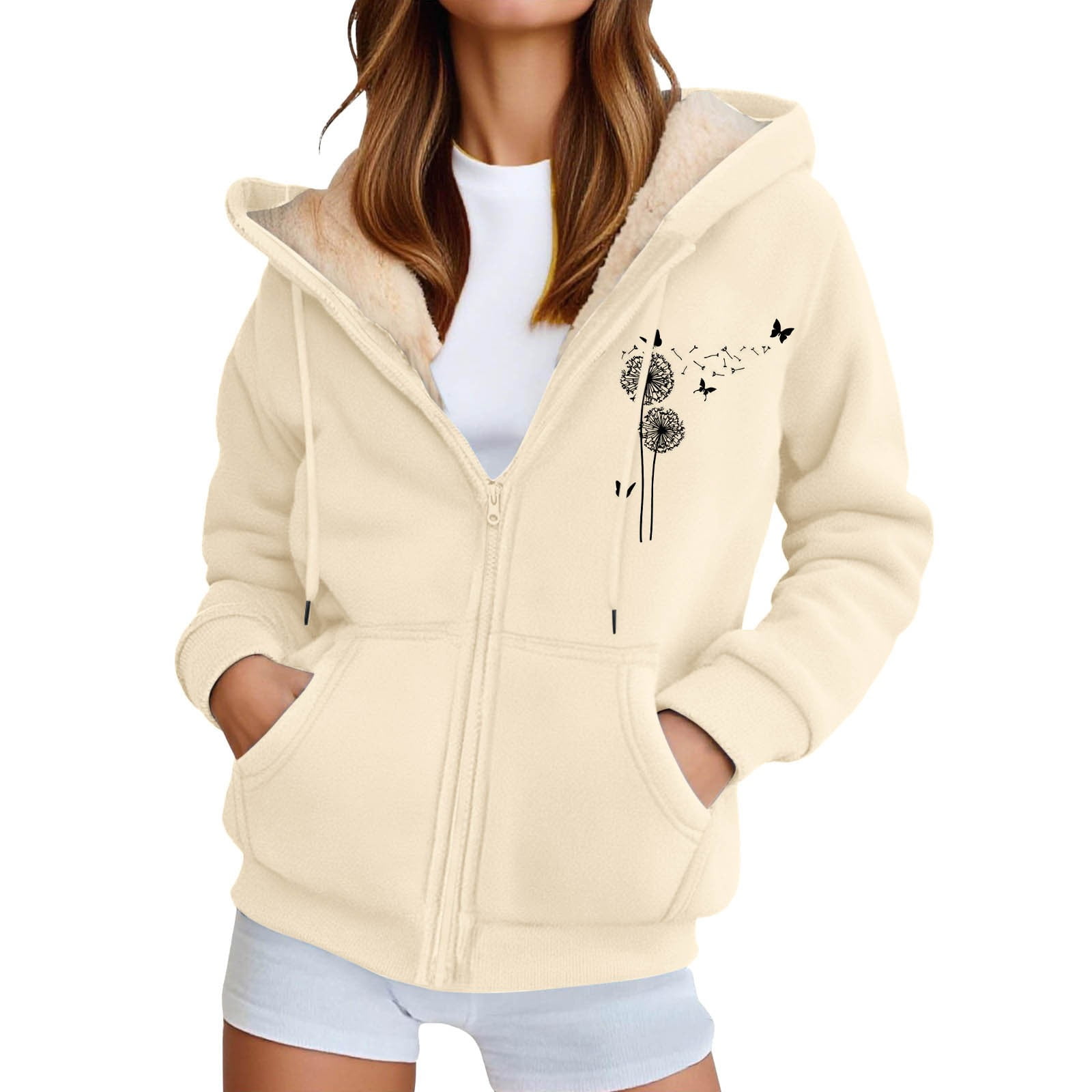 Bibifish Womens Fleece-Lined Full Zip Hoodies With Butterfly Print ...