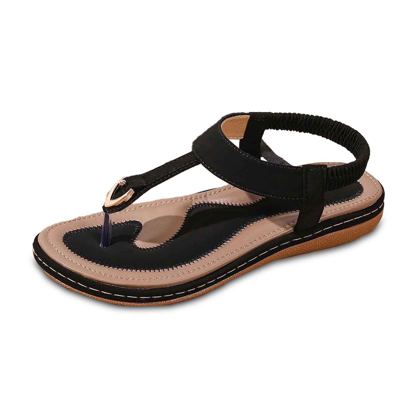 Bibifish Womens Flip Flop Elastic Slingback Metal Buckle Stitched Sole ...
