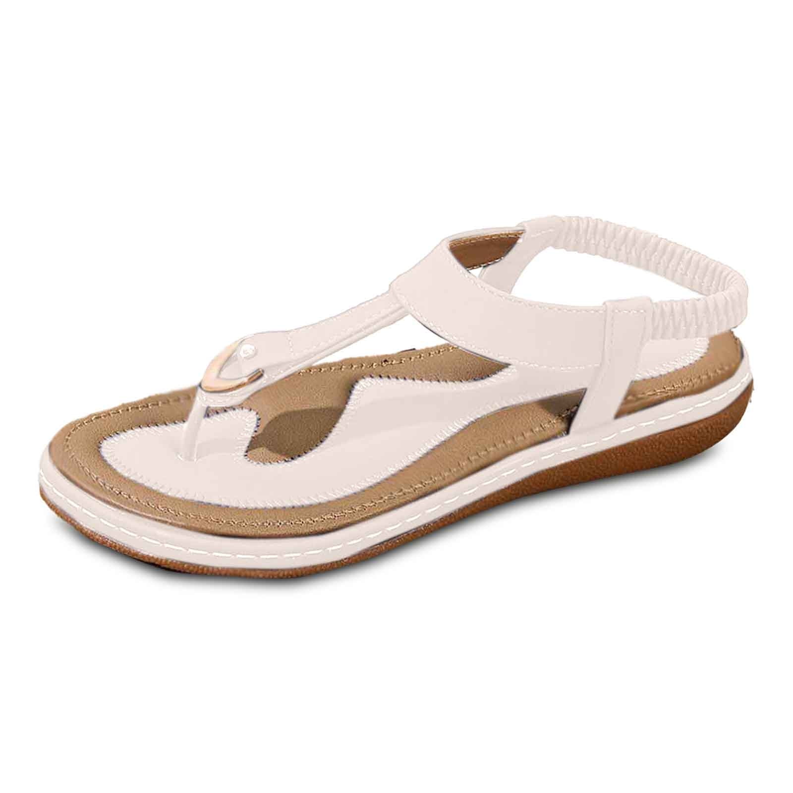 Bibifish Womens Flip Flop Elastic Slingback Metal Buckle Stitched Sole ...
