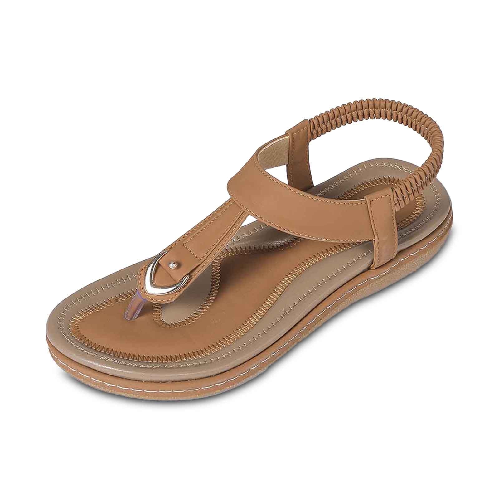 Bibifish Womens Flip Flop Elastic Slingback Metal Buckle Stitched Sole ...