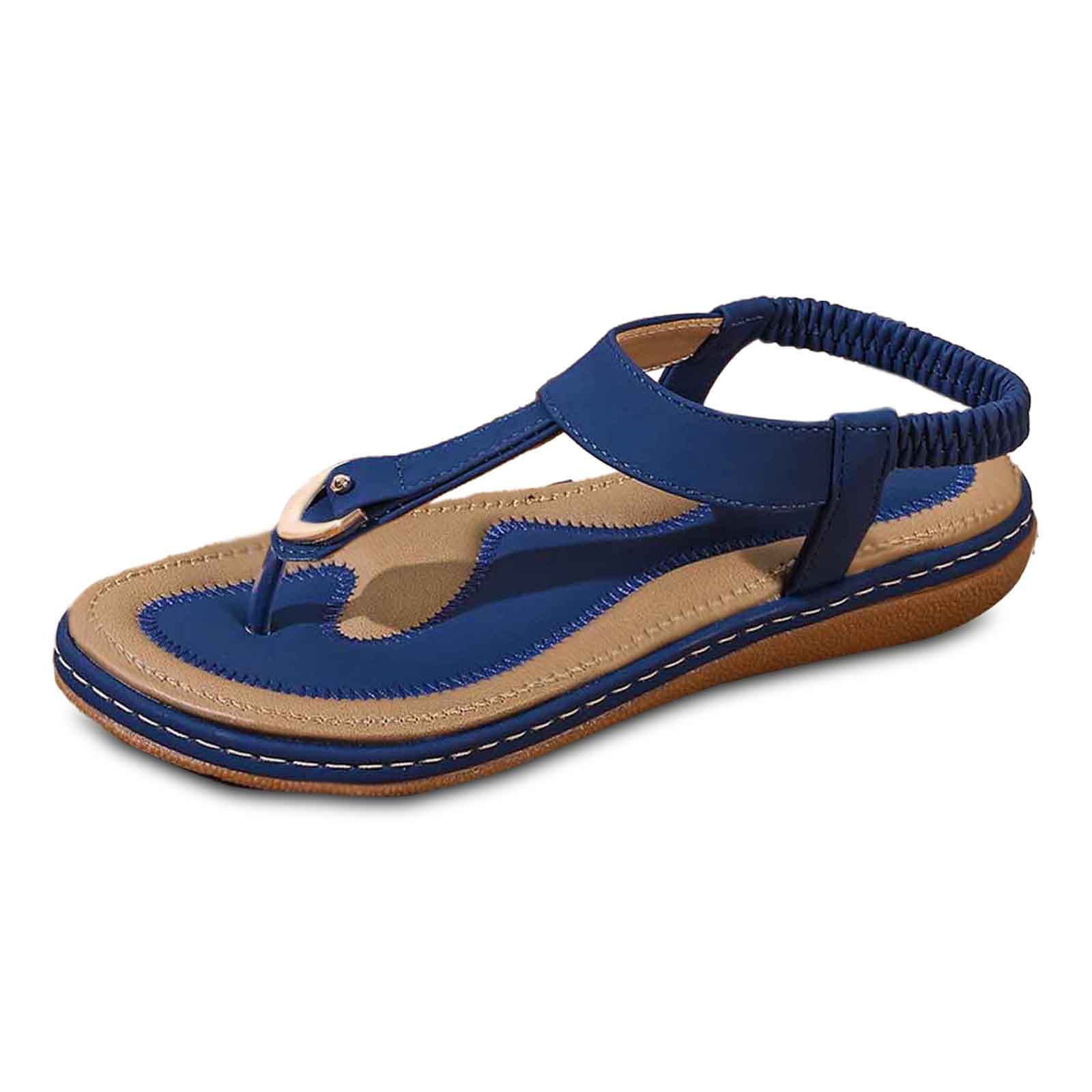 Bibifish Womens Flip Flop Elastic Slingback Metal Buckle Stitched Sole ...
