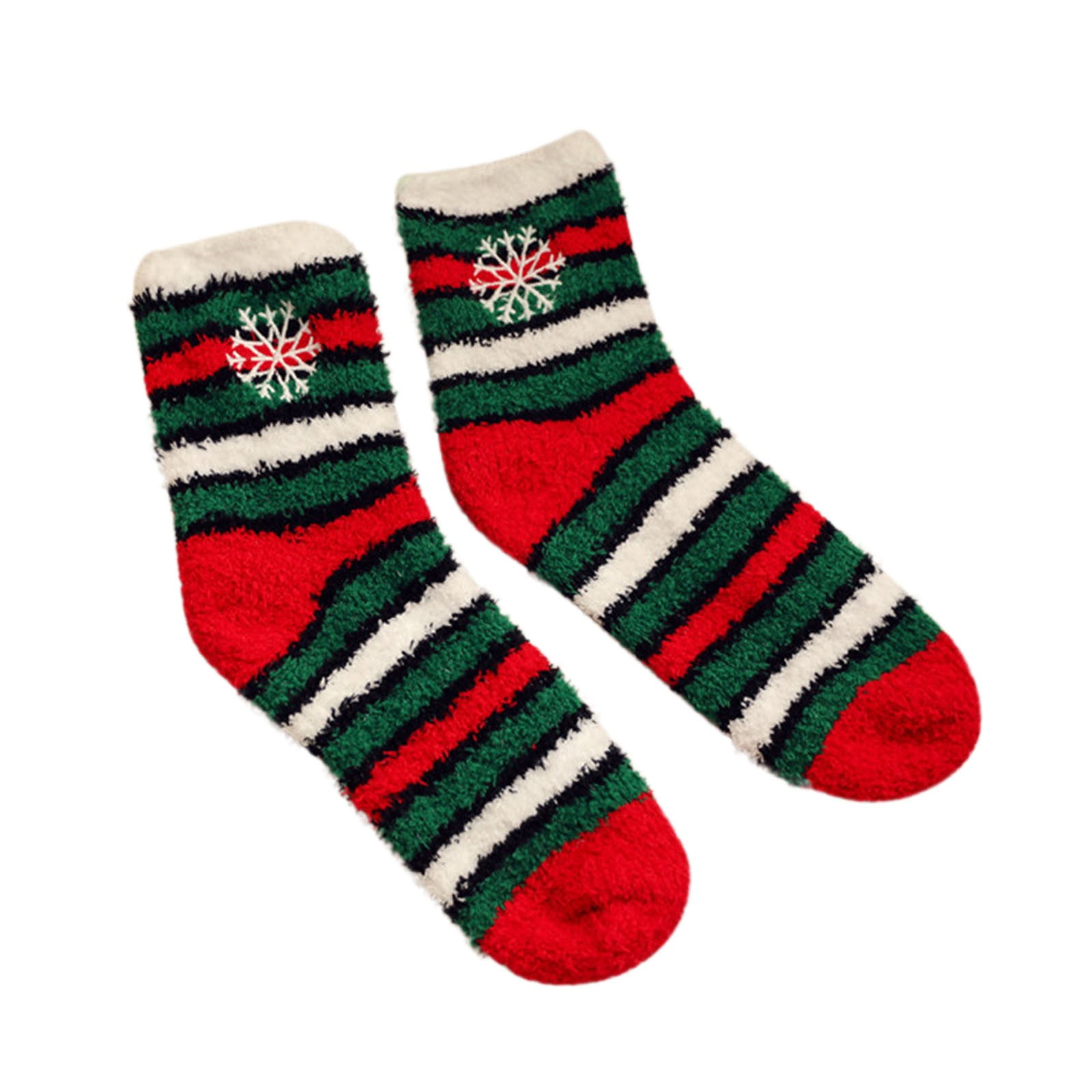 Bibifish Womens Fuzzy Socks Christmas Printed Coral Floor Socks Mid ...