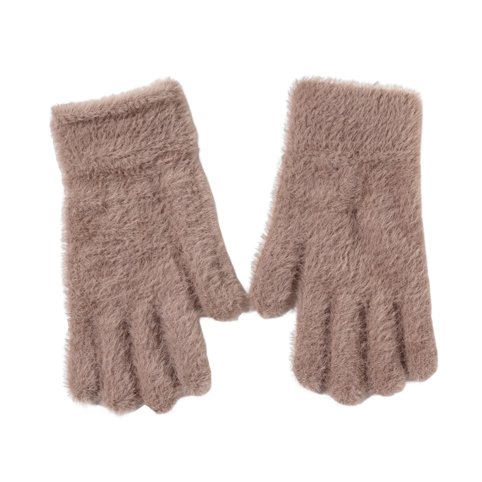 Bibifish Womens Gloves Winter Warm Elegant Fuzzy Gloves Solid Color ...
