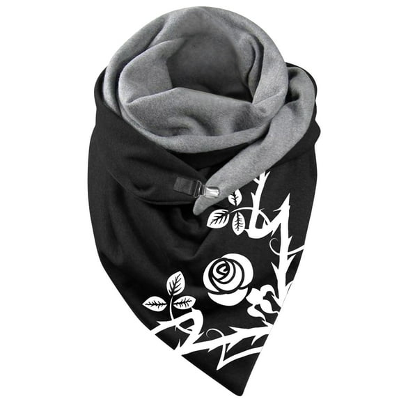 Bibifish Womens Gold Rose Print Scarf Winter Retro Style Warm Double ...