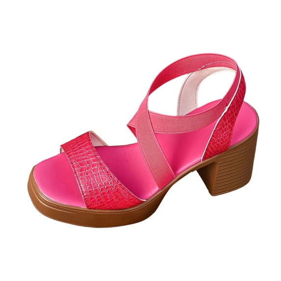 Bibifish Womens Heeled Sandals Chic Croc Embossed Ankle Buckle Ladies ...