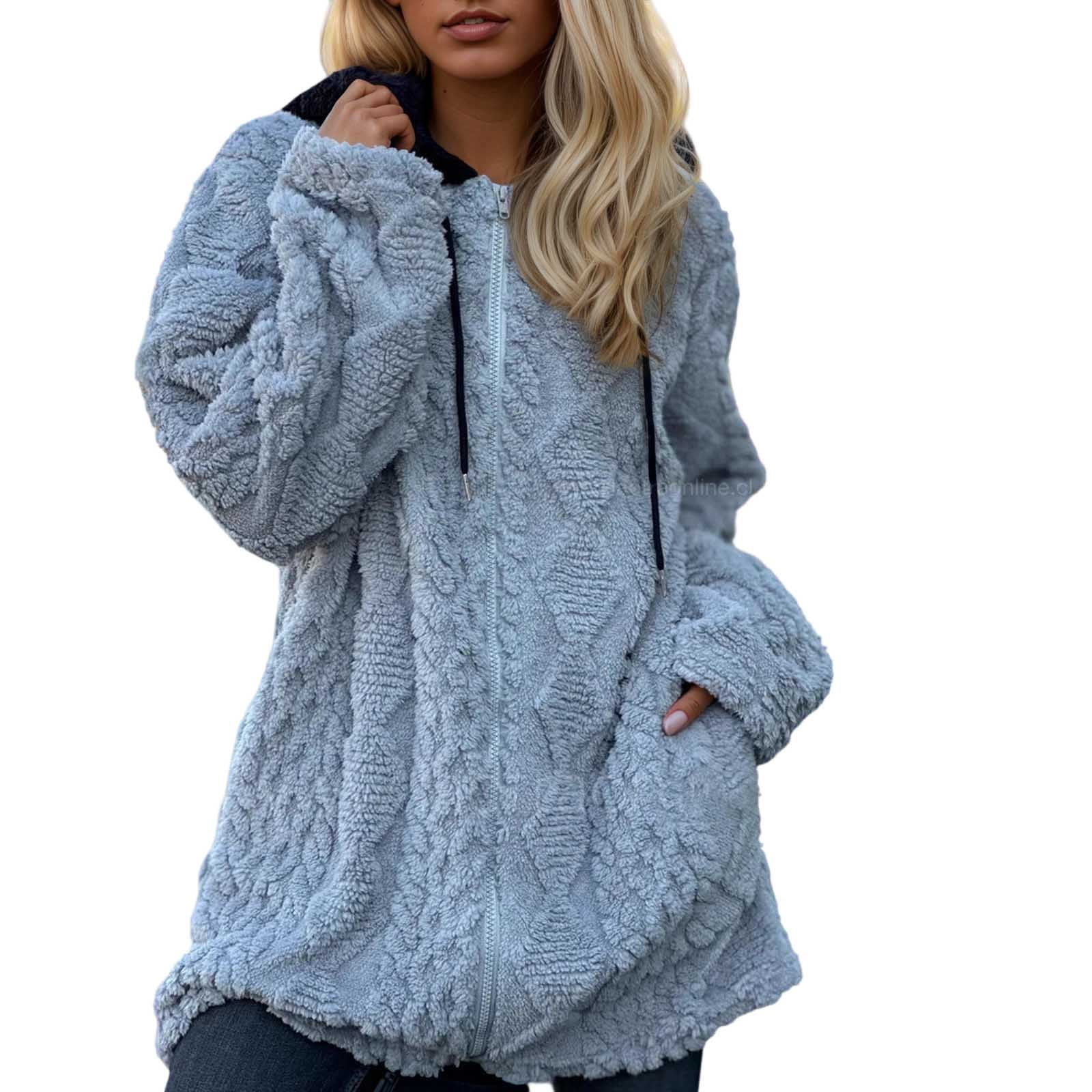 Bibifish Womens Hoodie Jackets Collar Fuzzy Full Zip Up Hooded Jakcet ...