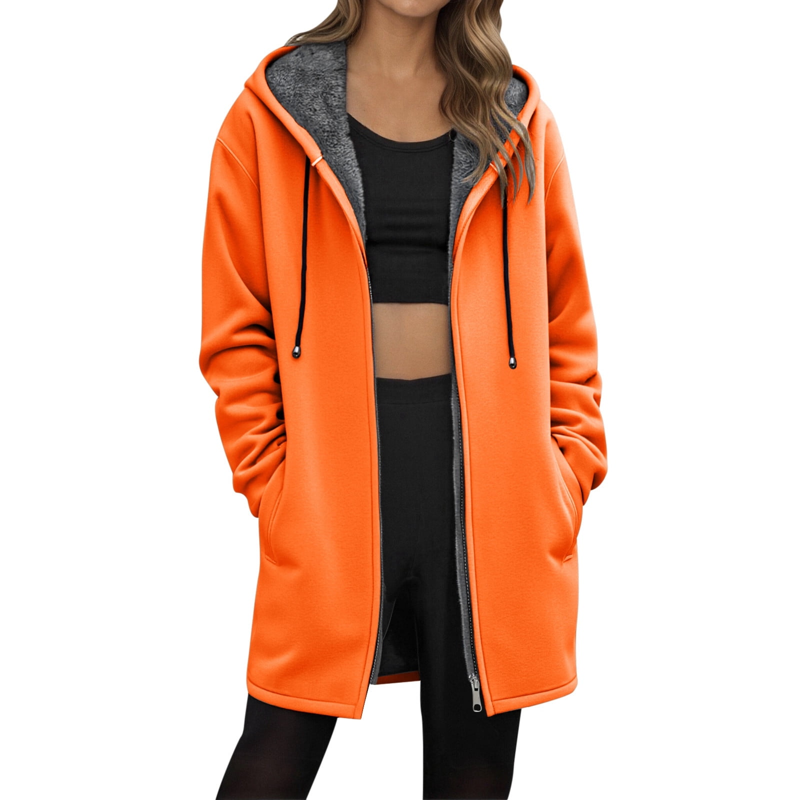 Bibifish Womens Hoodie Jackets Fleece Lined Full Zip Up Hooded Jakcet ...