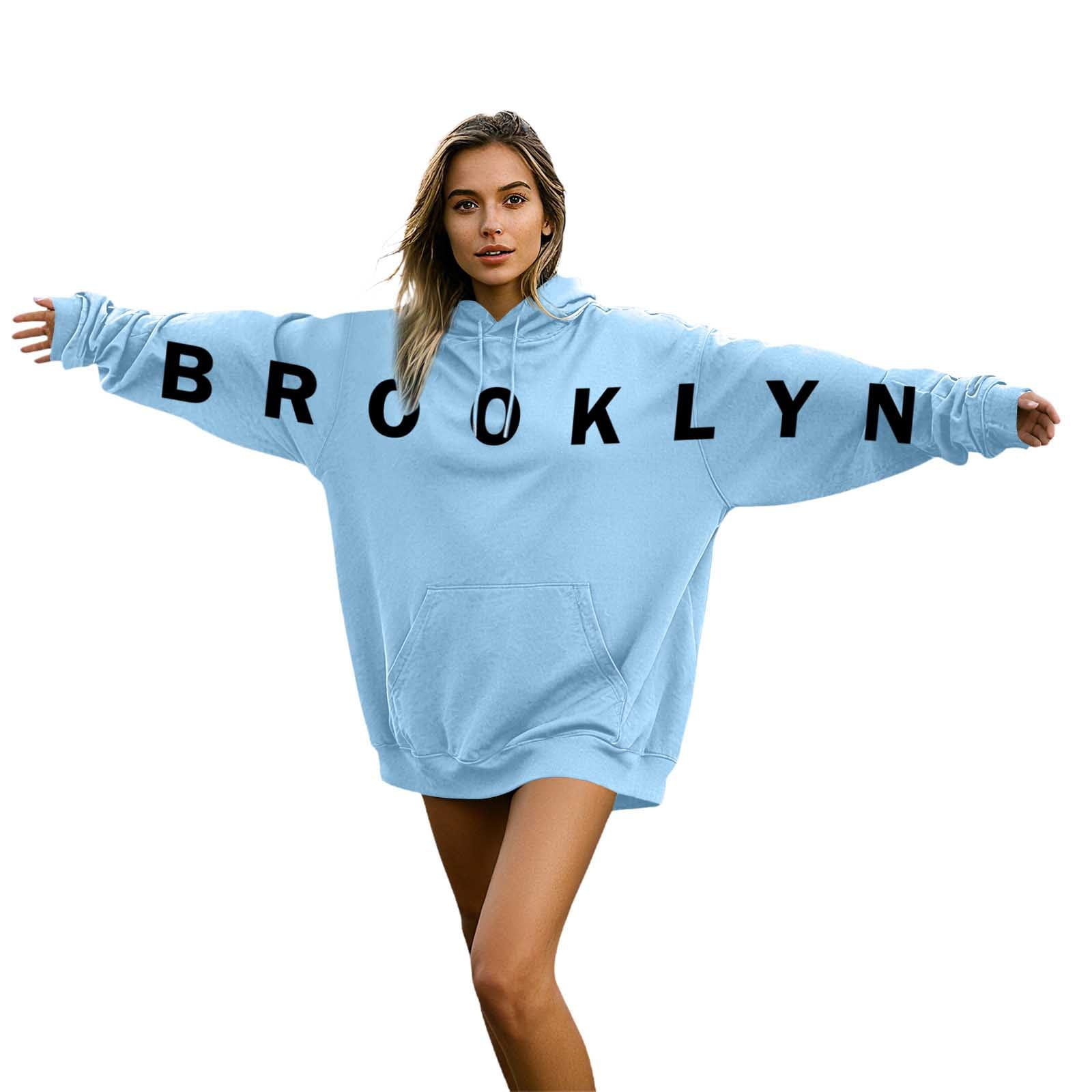 Bibifish Womens Hoodies "Brooklyn" Graphic Oversized Long Sleeve ...