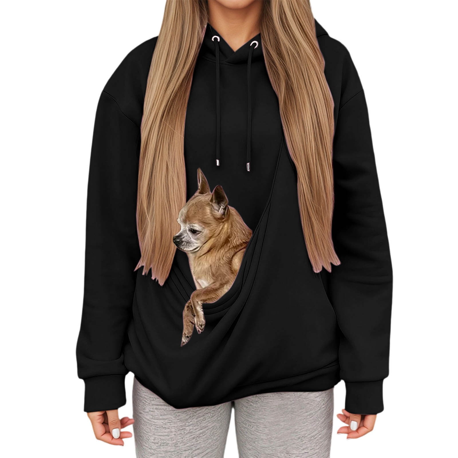 Bibifish Womens Hoodies Cat Pouch Long Sleeve Drawstring Hooded ...