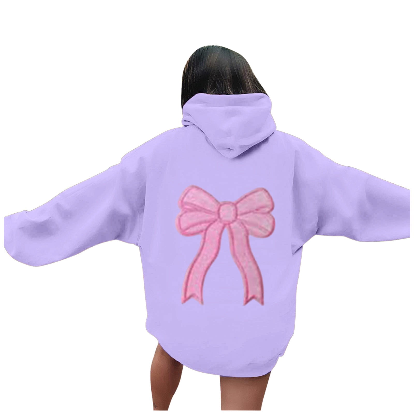 Bibifish Womens Hoodies Cute Bow Pattern Print Pullover Hoodies Soft ...