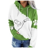 Bibifish Womens Hoodies Cute Dog Fist Bump Graphic Print Tops Long ...