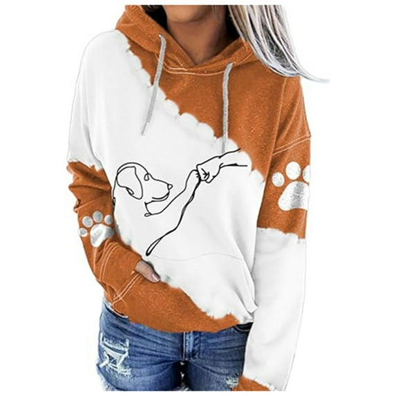 Bibifish Womens Hoodies Cute Dog Paw Fist Bump Graphic Print Long ...