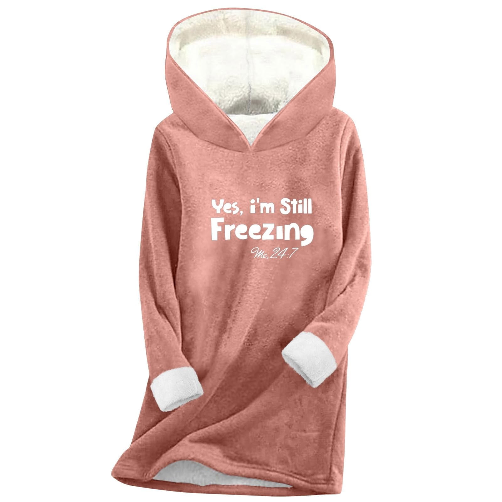 Bibifish Womens Hoodies Dress Letter Print Fleece Lined Relaxed Fit ...