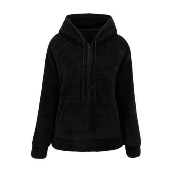 Bibifish Womens Hoodies Fuzzy Full Zip Up Drawstring Hood With Pocket ...