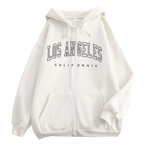 Bibifish Womens Hoodies "Los Angeles California" Graphic Print Full Zip ...
