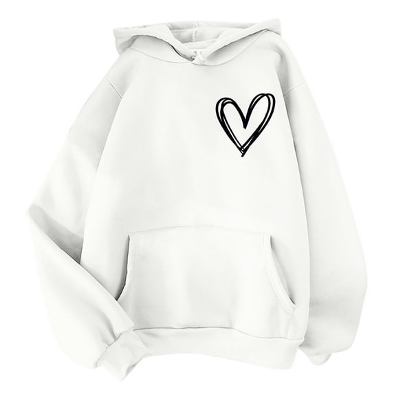 Bibifish Womens Hoodies Love Heart Print Valentine's Day Long Sleeve ...