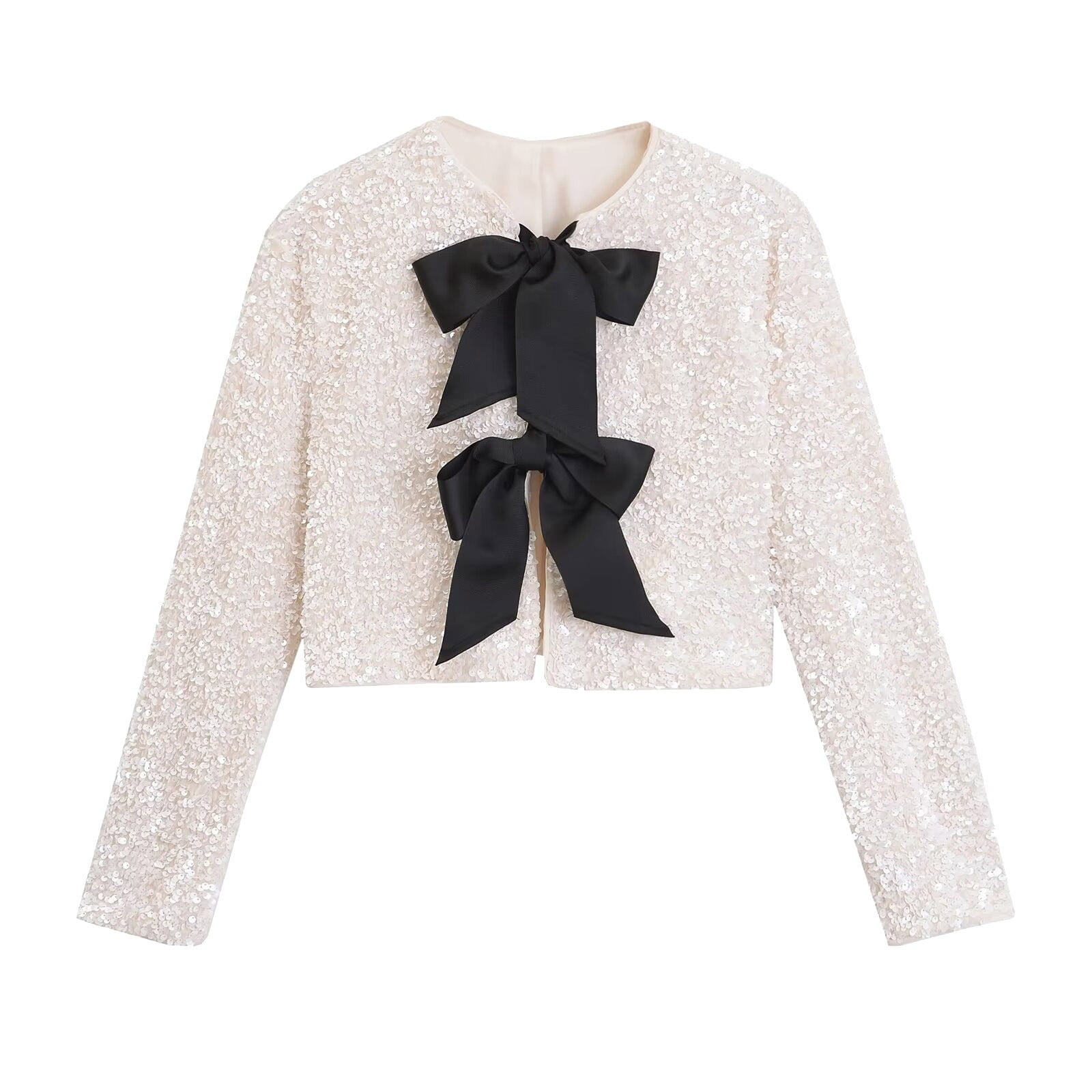 Bibifish Womens Jackets Black Sparkle Sequin Button Down Cropped ...