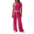 Bibifish Womens Matching Outfits Roll Cuff Short Sleeve Ribbed Knit ...