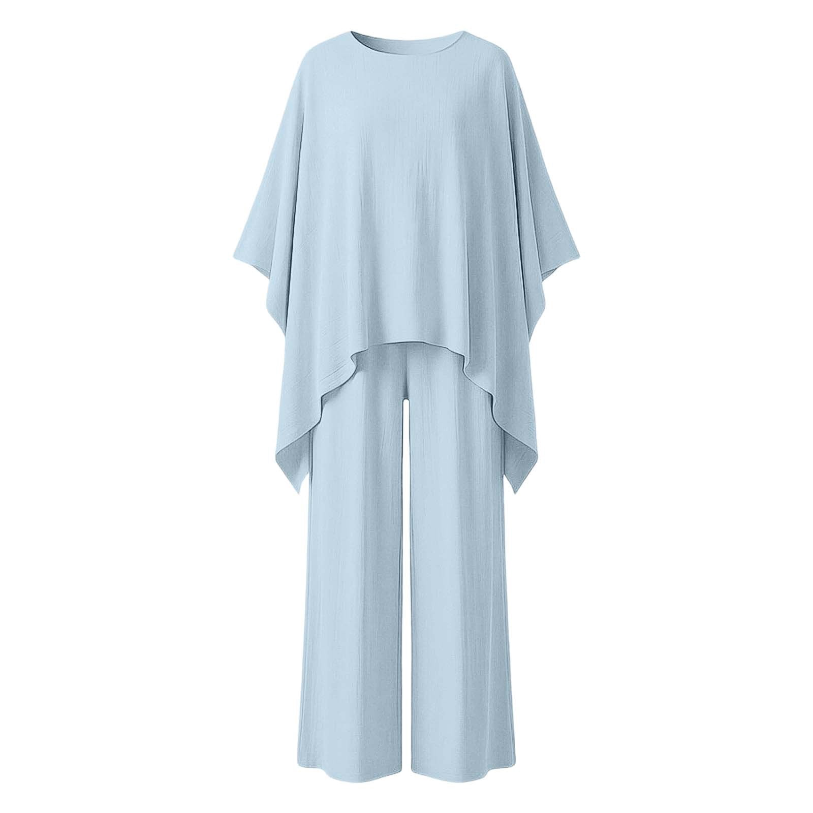 Bibifish Womens Matching Sets Wide Leg Pants Dolman Sleeve Irregular ...