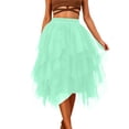 Bibifish Womens Maxi Skirts Solid Elastic Waist Skirts Tulle Tiered ...