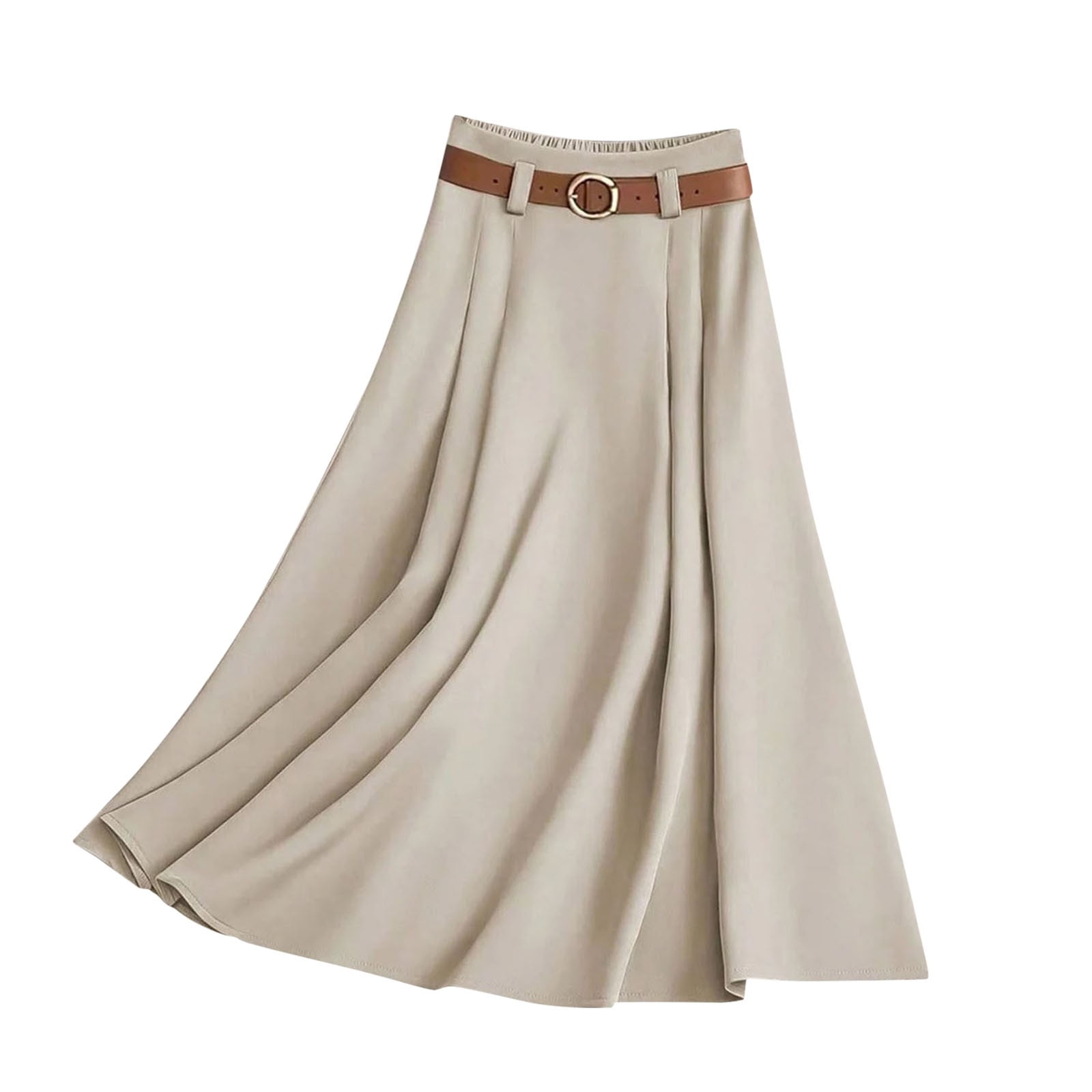 Bibifish Womens Midi Skirts Solid High Waist Skirts Belted A Line ...