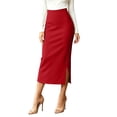 Bibifish Womens Midi Skirts Solid High Waist Skirts Slit Pencil Skirts ...